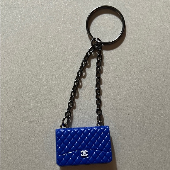 CHANEL | Accessories | New Chanel Royal Blue Quilted Bag Keychain ...